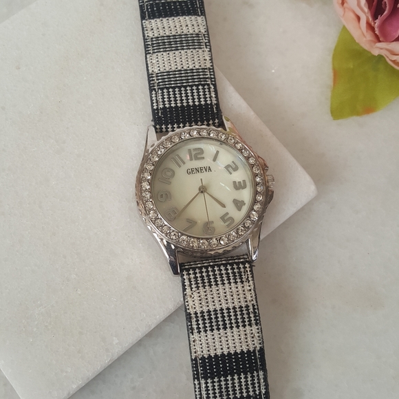 Geneva | Accessories | Geneva Black White Striped Watch | Poshmark